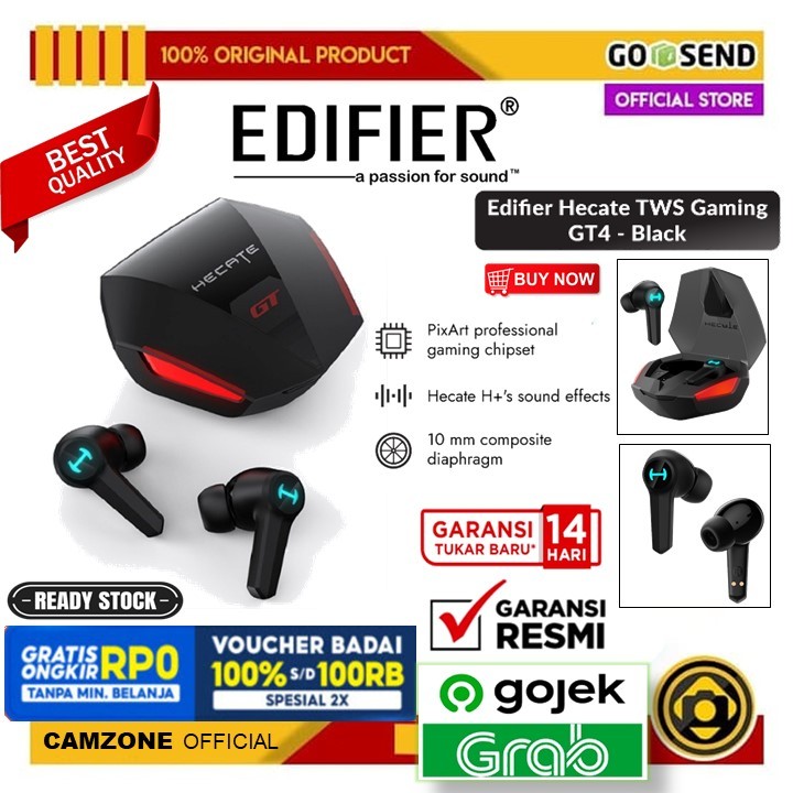 Jual Edifier Hecate TWS Gaming GT4 - Black | Shopee Indonesia