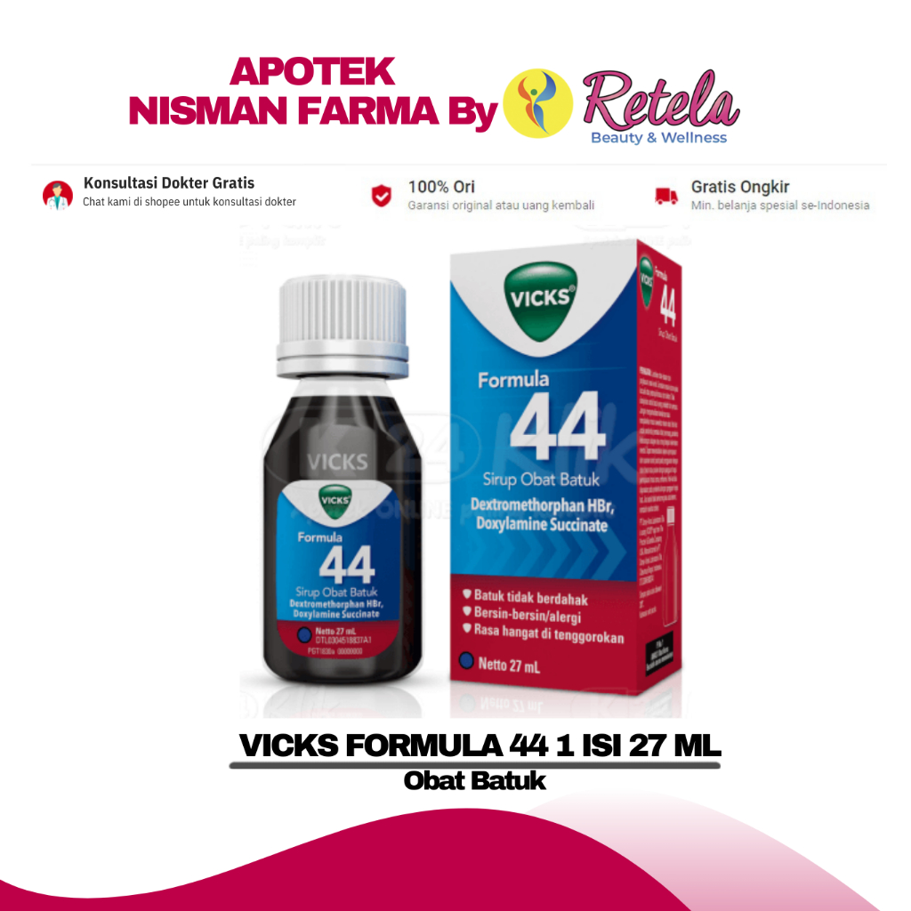 Jual VICKS FORMULA 44 DT 27 ML / OBAT BATUK | Shopee Indonesia