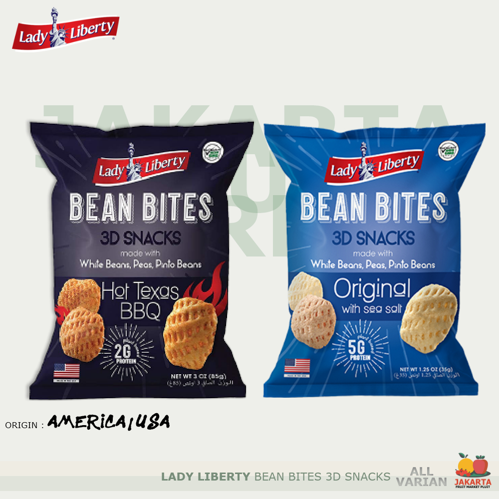 Jual LADY LIBERTY BEAN BITES 3D SNACKS ALL Original Cheddar BBQ snack ...