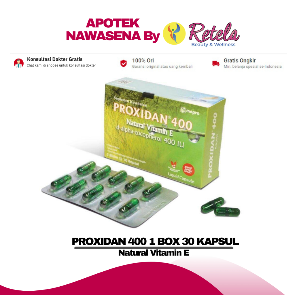 Jual PROXIDAN 400 VIT E 3 BLISTER @ 10 KAPSUL / VITAMIN E / ANTIOKSIDAN ...