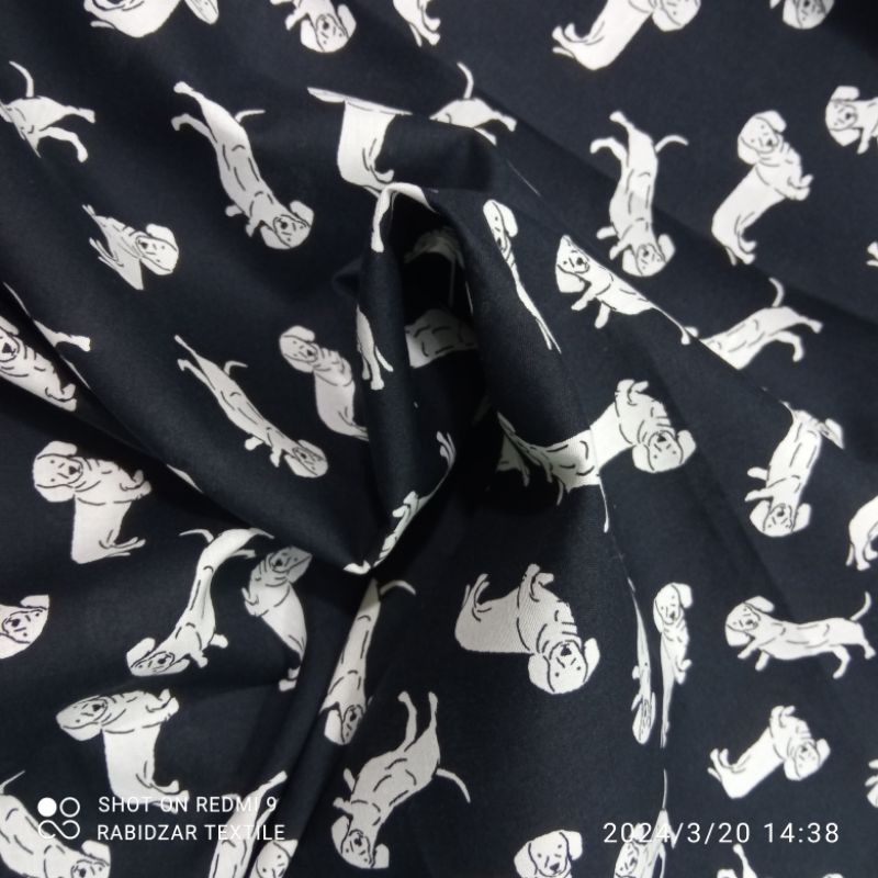 Jual KAIN KATUN POPLINE LUX PREMIUM IMPORT GARMENT MOTIF DOG PUTIH ...