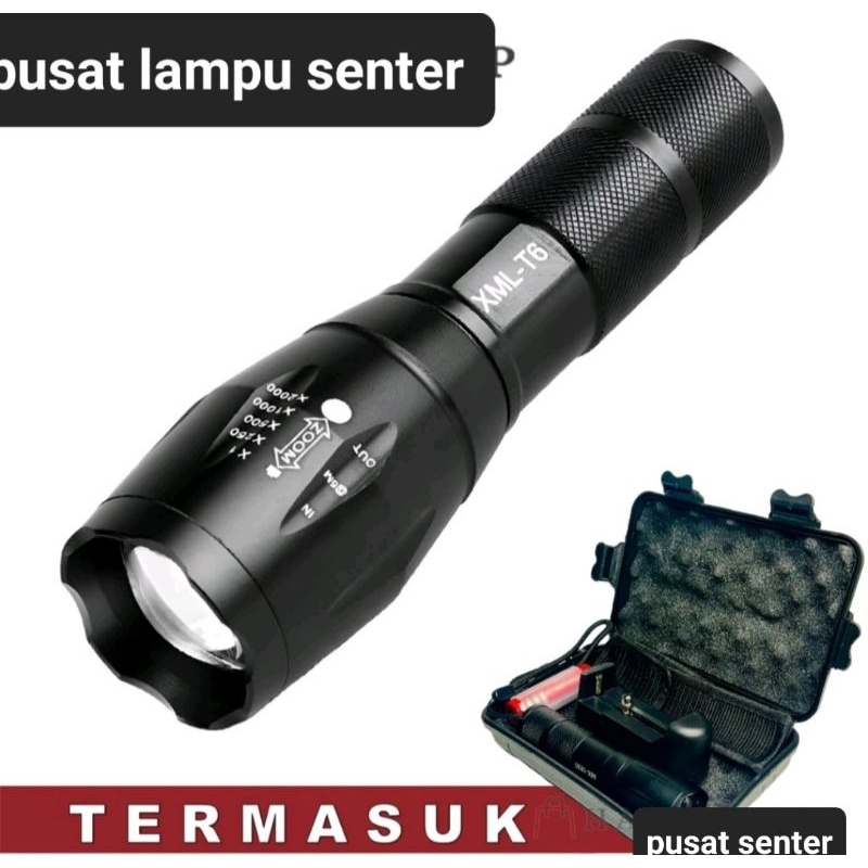 Jual SENTER LED CREE SUPER TERANG XML-T6 E17 5000LUMENS ANTI AIR ZOOM ...