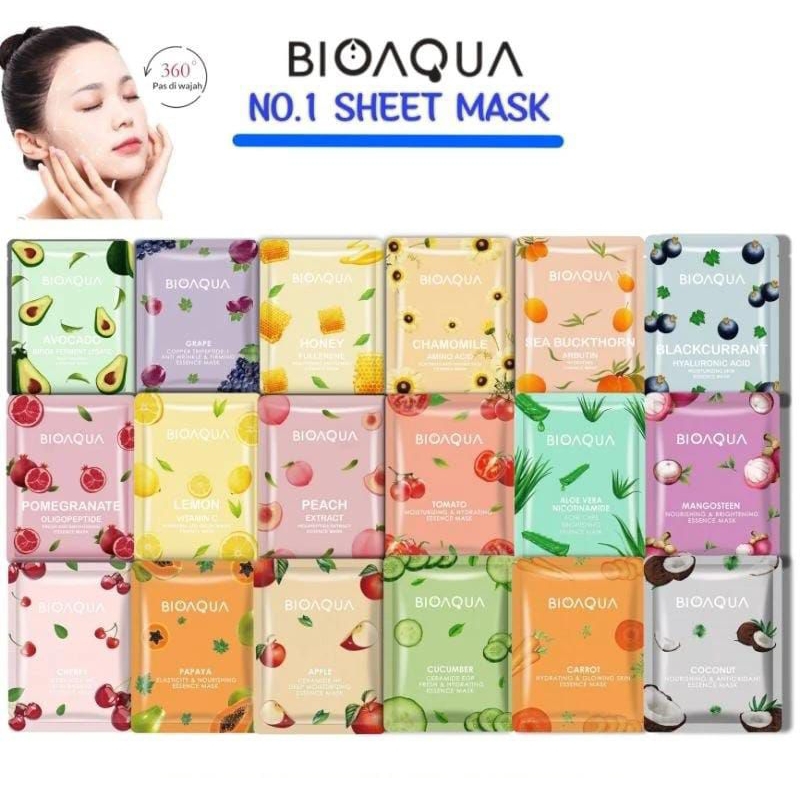 Jual BIOAQUA BPOM SHEET MASK HYDRATING ESSENCE FACE MASK BRIGHTENING ...