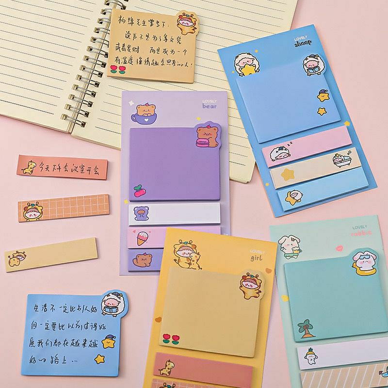Jual Sticky notes estetik pembatas buku note animal hewan binatang memo ...