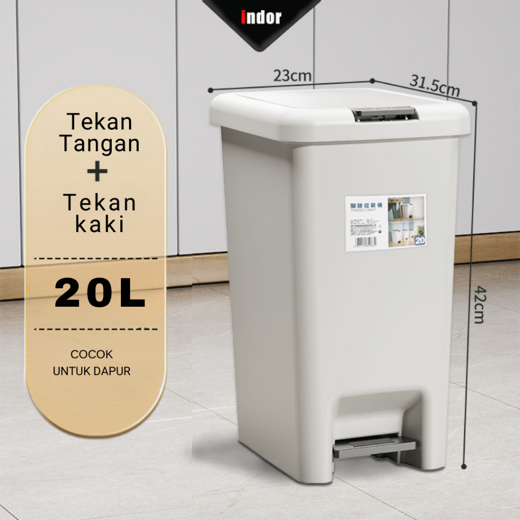 Jual Tempat Sampah Injak 8L /10L/15L/20L Plastik Tertutup Kotak Sampah dapur Kamar mandi Kamar ...