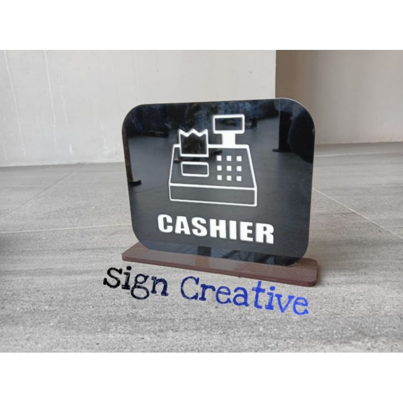 Jual signboard tanda meja cashier full akrilik timbul - sign kasir ...