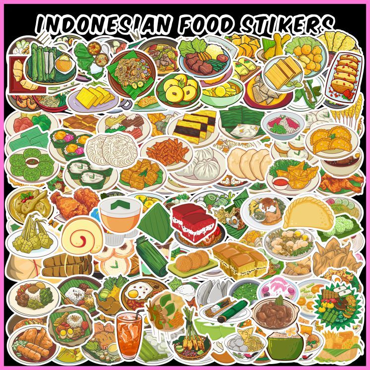 Jual [1 pack] Indonesian Food Stickers (Stiker Makanan Indonesia) Cocok ...