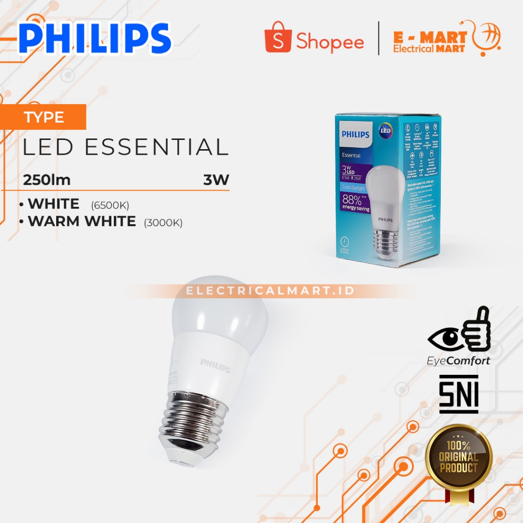 Jual PHILIPS Lampu LED Bulb Essential ESS 3W 5W 7W 9W 11W 13W 15W Grosir | Shopee Indonesia