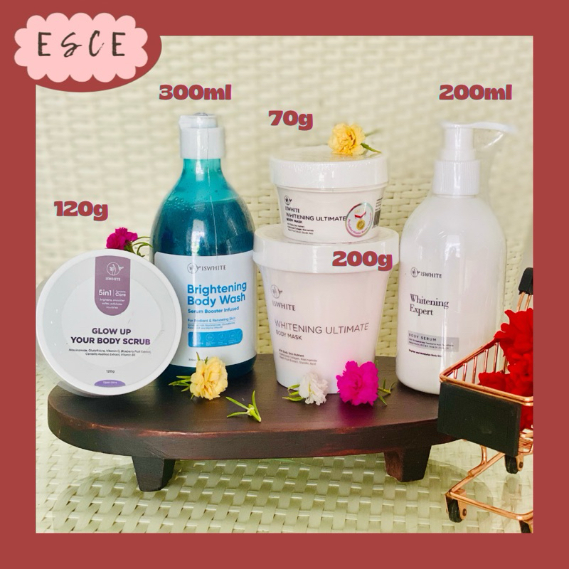 Jual ESCE ISWHITE Whitening Brightening BODY MASK WASH SERUM LOTION ...