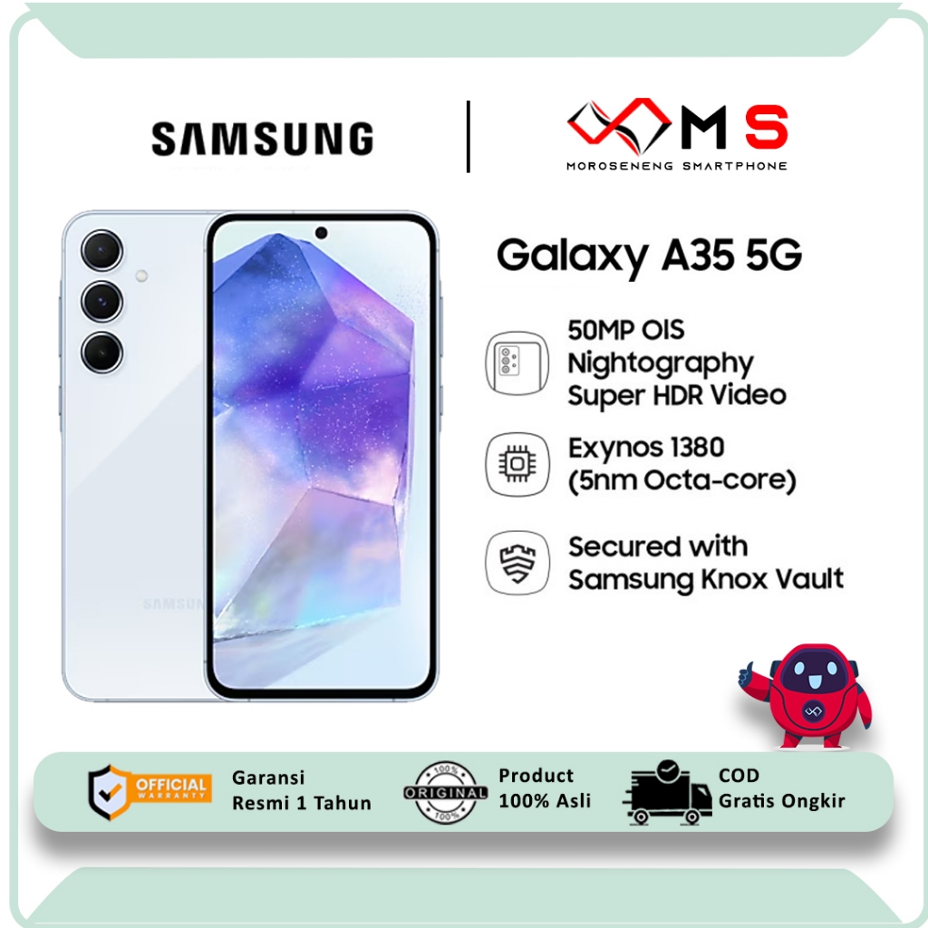 Jual SAMSUNG GALAXY A35 5G RAM 8/256 GB RAM 8GB ROM 256GB NEW SEGEL GARANSI RESMI | Shopee Indonesia