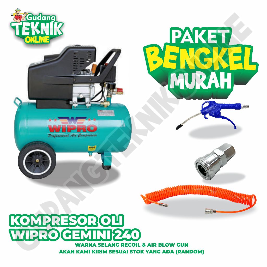 Jual Kompresor Angin Udara 24 Liter GEMINI 240 WIPRO 1Hp / Portable Air ...