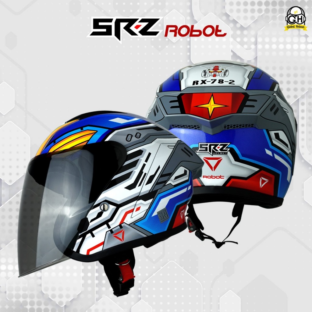 Jual Helm Dewasa Srz Helioz Robot Helm Half Face SNI | Shopee Indonesia