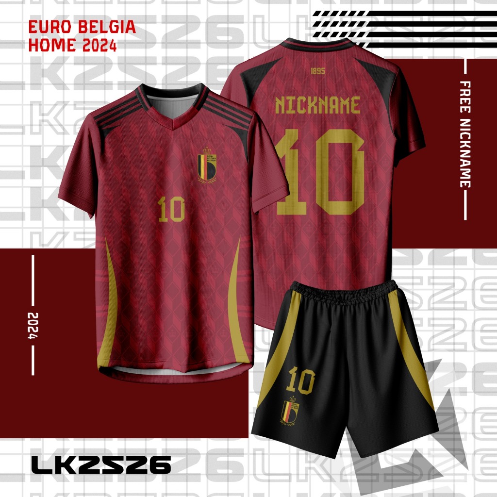 Jual Jersey Club Bola Custom - BELGIA EURO HOME 2024 | Gratis Nama ...