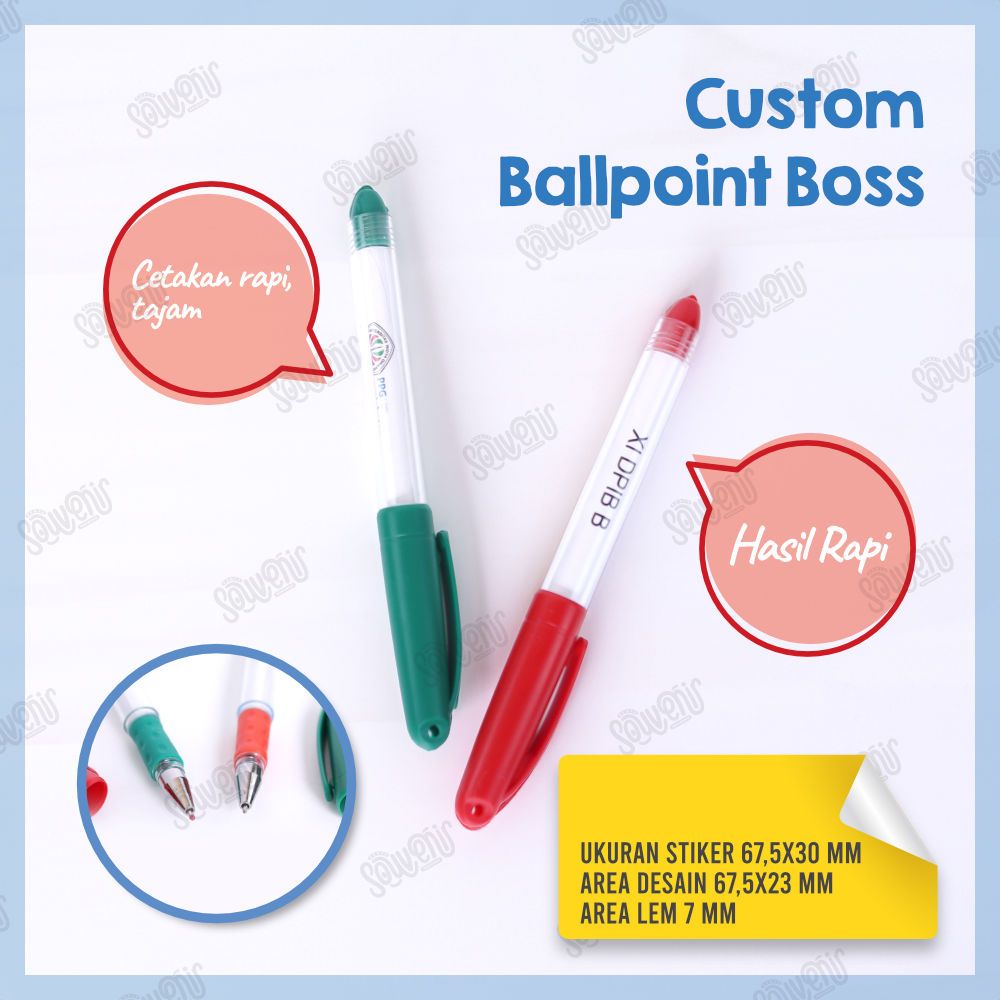 Jual Custom Tulisan Sticker Ballpoint BOSS Bolpen Pulpen Pena Promosi ...
