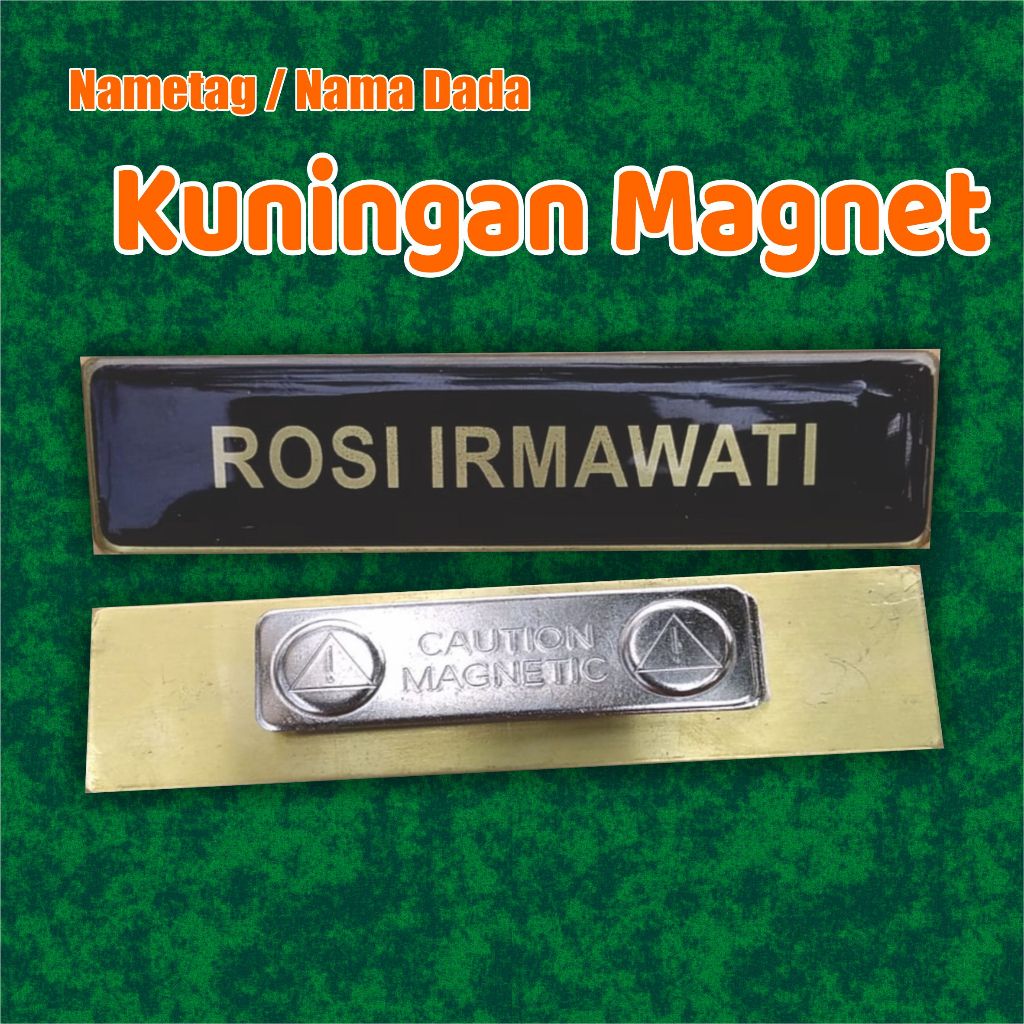 Jual Nametag Nama Dada Name Tag Kuningan Magnet | Shopee Indonesia