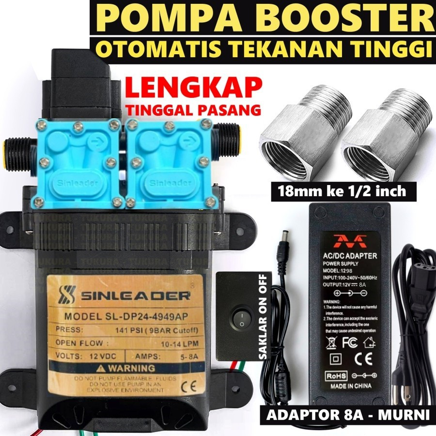 Jual Paket Pompa Pendorong ke shower atau water heater Dual Pump DP24 konektor 1/2 Inch - Pompa ...