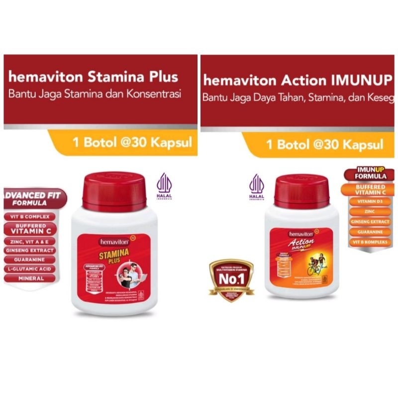 Jual Hemaviton Stamina Plus Hemaviton Action ImunUp Multivitamin Botol ...