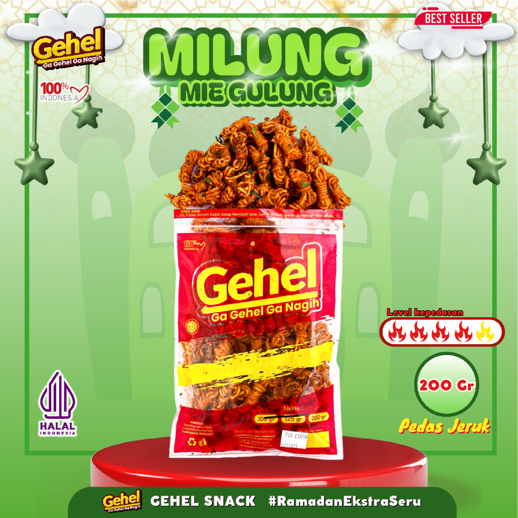 Jual Mie Gulung / Milung Pedas Jeruk 200gr Gehel Snack | Shopee Indonesia