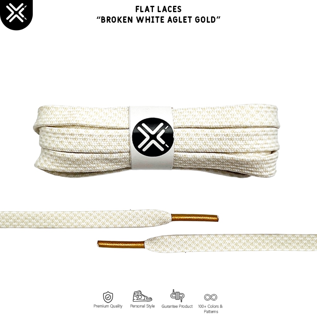Jual Tali Sepatu Broken White Aglet Gold | Premium Shoelaces | Shopee ...