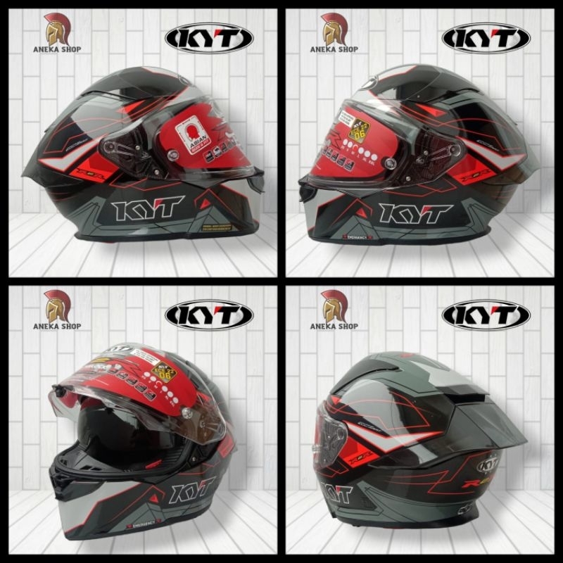 Jual HELM KYT R2R MOTIF LED BLACK/GREY | DOUBLE VISOR | SNI/ECE ...