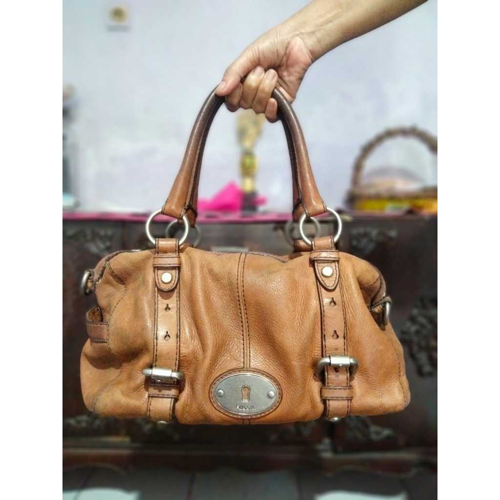 Jual Tas Fossil Brown Leather Kulit Hand Bag Long Live Vintage 1954 ...