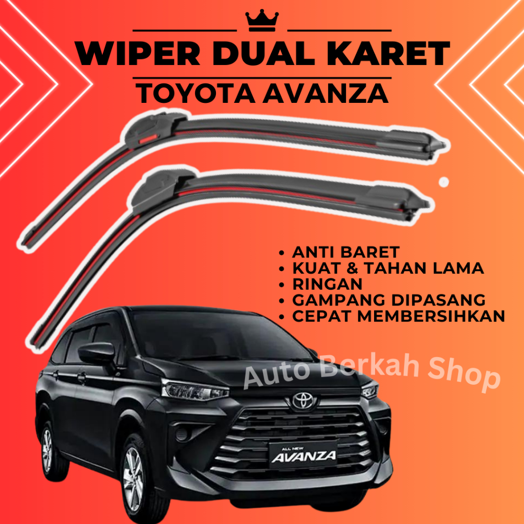 Jual WIPER DOUBLE KARET TOYOTA AVANZA UKURAN 22" & 16" - SEPASANG WIPER SILENT AIR ANTI BARET ...