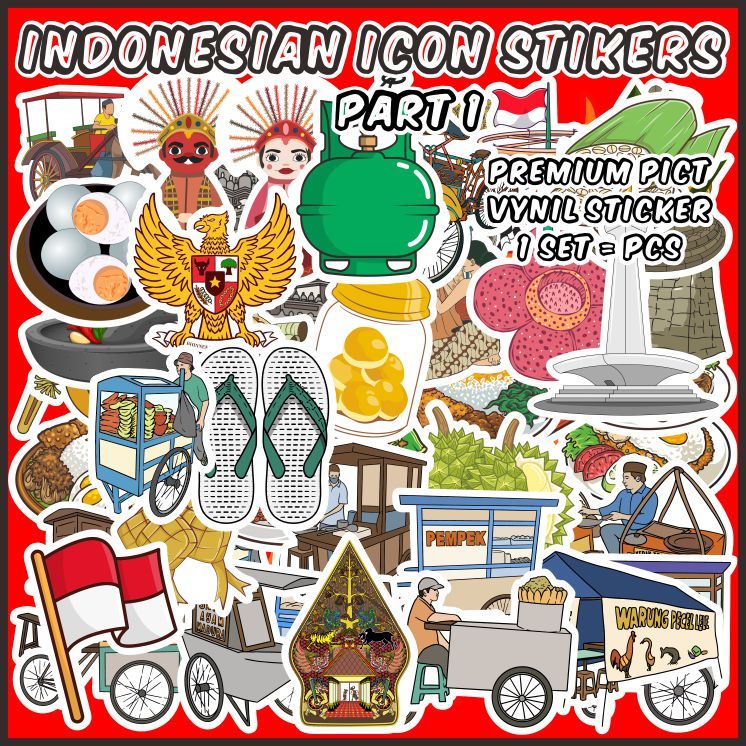 Jual [1 pack] Indonesian Icon Stickers 1 (Stiker Ikon Indonesia 1 ...