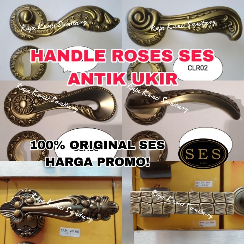 Jual Handle Pintu Roses SES Spain Antique Brass/Gagang Pintu/Handle ...