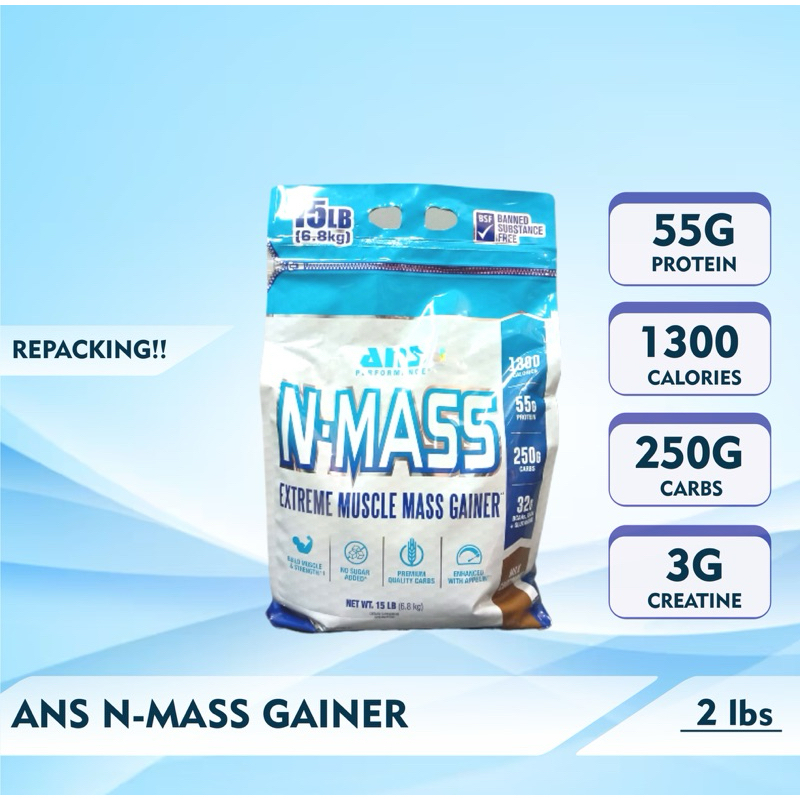 Jual ANS NMASS 2LBS - WEIGHT GAINER 1 LBS & 2 LBS (REPACK) MASS BULKING ...