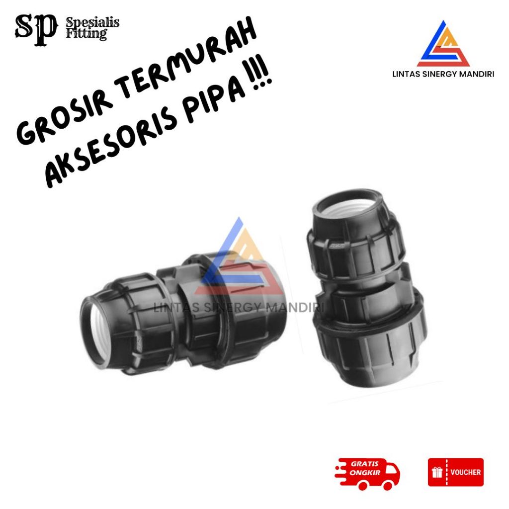 Jual Sambungan / aksesoris / fitting pipa HDPE Compression Reducing Coupler 63mm X 50mm (2" X 1 ...