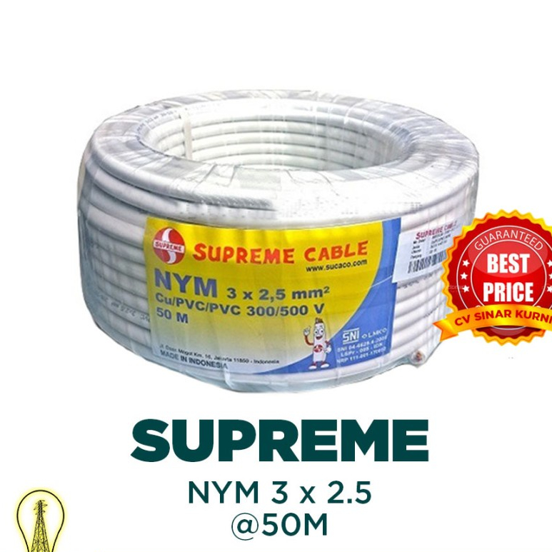 Jual Kabel Listrik Supreme NYM 3x2.5 3x2,5 3 x 2.5 3 x 2,5 roll @50m SNI murah grosir | Shopee ...