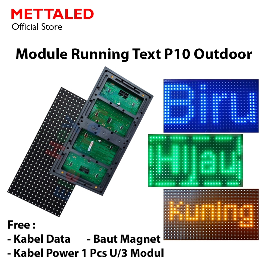 Jual PANEL LED MODULE MODUL P10 RUNNING TEXT SMD BIRU HIJAU KUNING ...