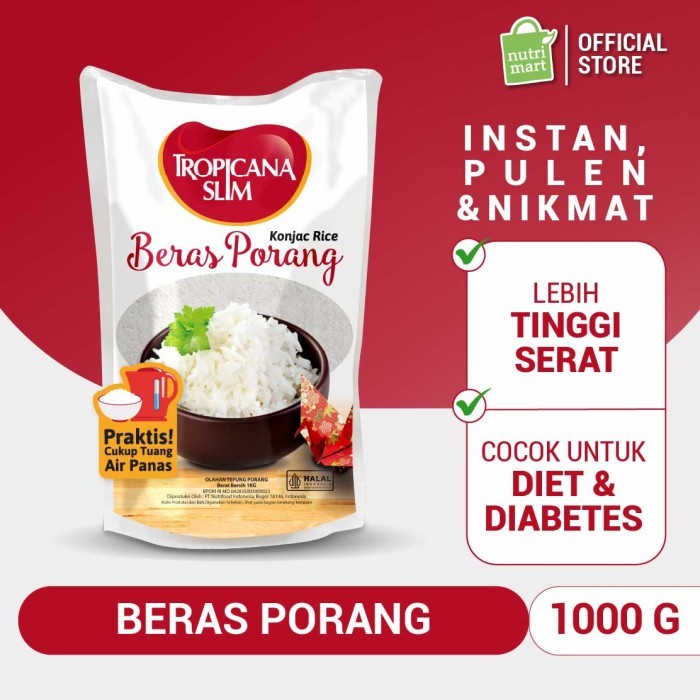 Jual Tropicana Slim Beras Porang Instan 1000gr Konjac Rice 1kg | Shopee ...