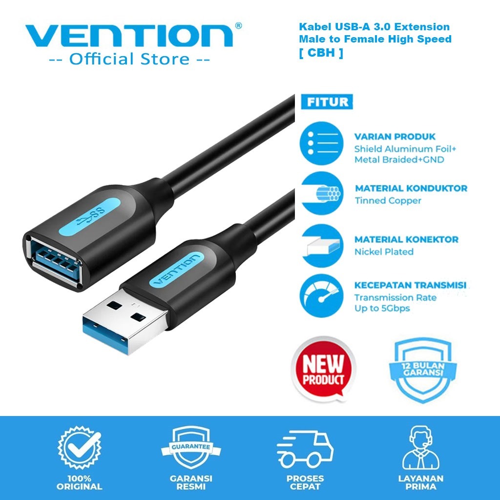 Jual Vention Kabel USB 3.0 2.0 Extension Male to Female | Shopee Indonesia