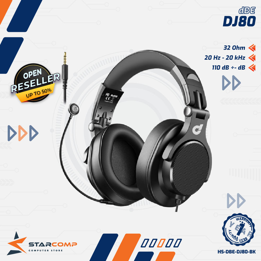 Jual dbE DJ80 Foldable DJ Headphone with Detachable Microphone | Shopee ...