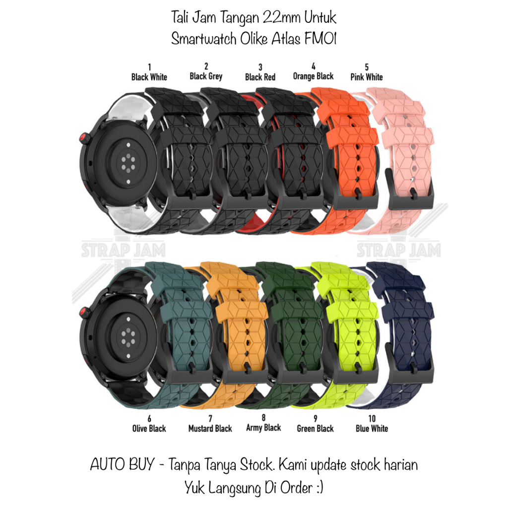Jual ZQT Strap 22mm Smartwatch Olike Atlas FM01 - Tali Jam Tangan ...