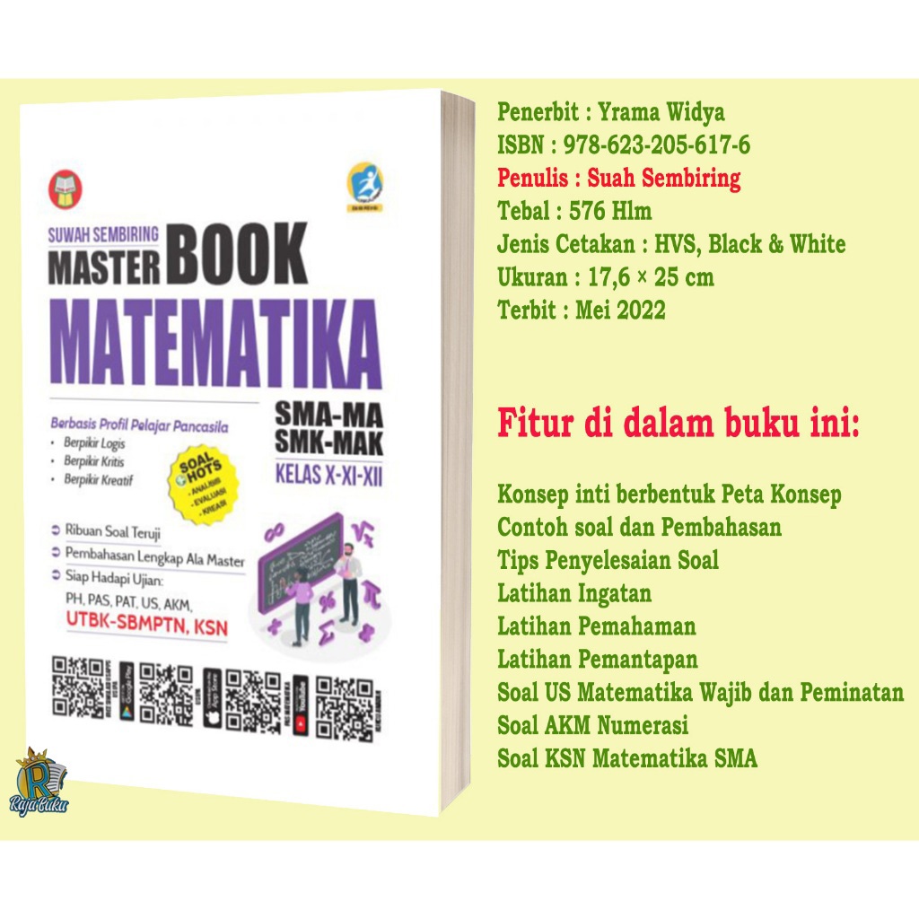 Jual BUKU MASTER BOOK MATEMATIKA SMA-MA/SMK-MAK KELAS X-XI-XII SUAH SEMBIRING | Shopee Indonesia