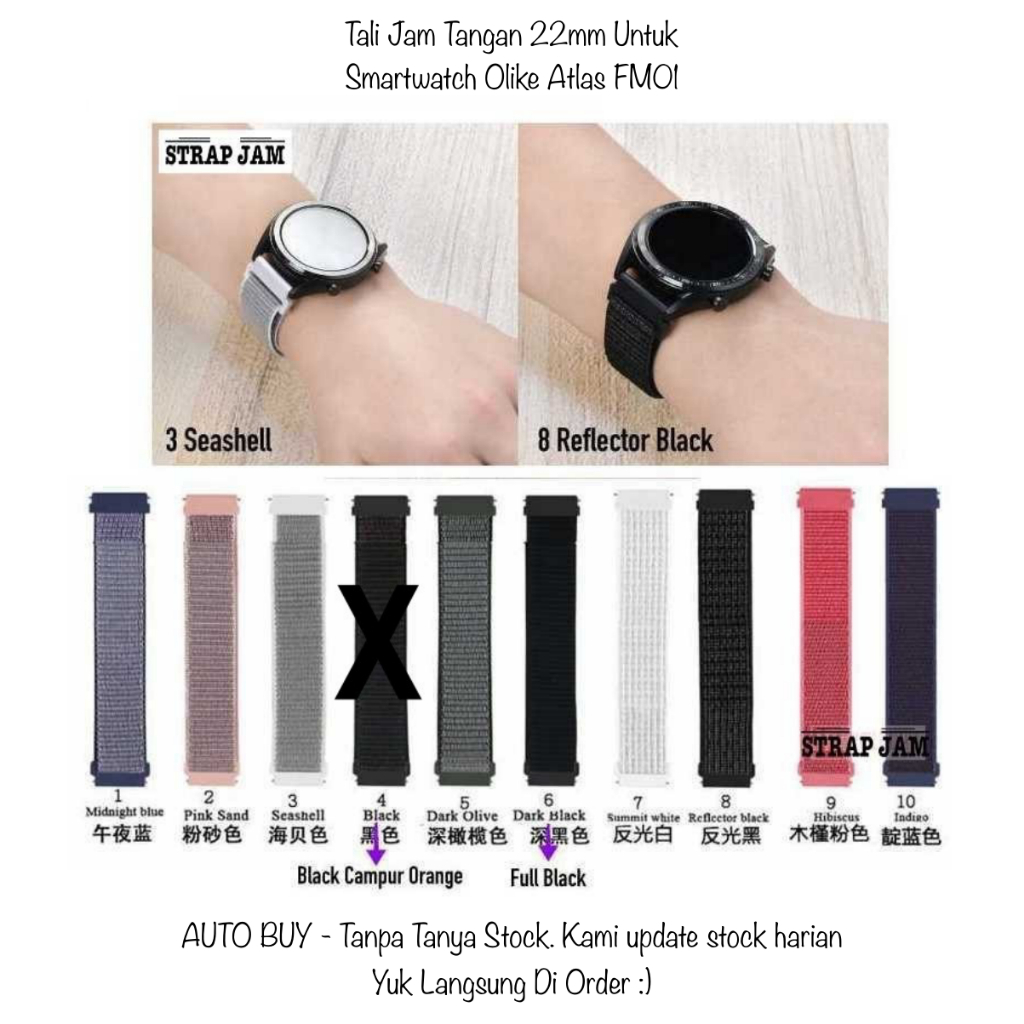 Jual Sport Loop 22mm Strap Smartwatch Olike Atlas FM01 - Tali Jam Tangan Nilon Velcro | Shopee ...