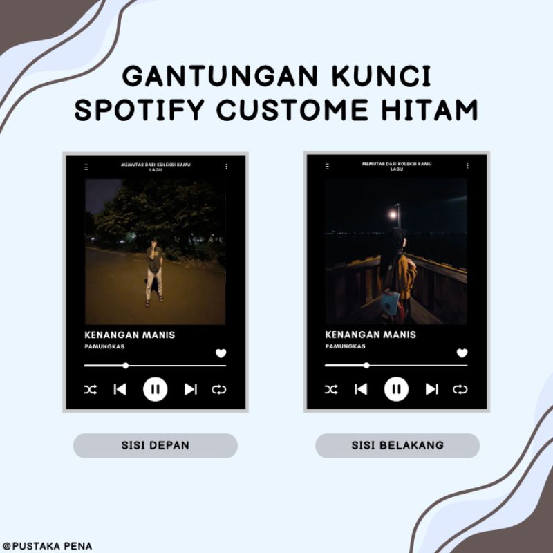 Jual Gantungan Kunci Akrilik Spotify | Hitam 2 sisi (Depan & Belakang) | Shopee Indonesia