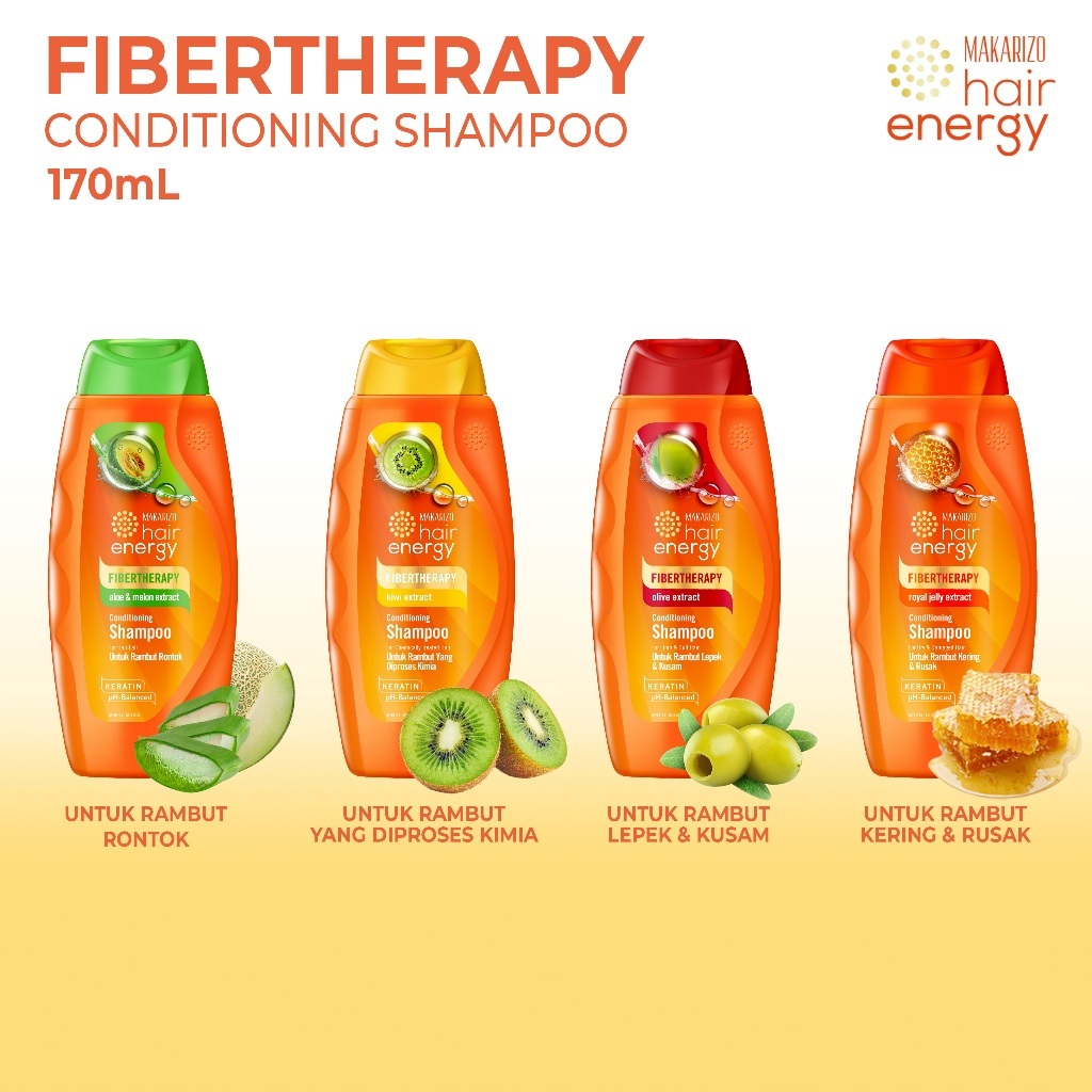 Jual Makarizo Hair Energy Fibertherapy Conditioning Shampoo 170 mL Kiwi ...