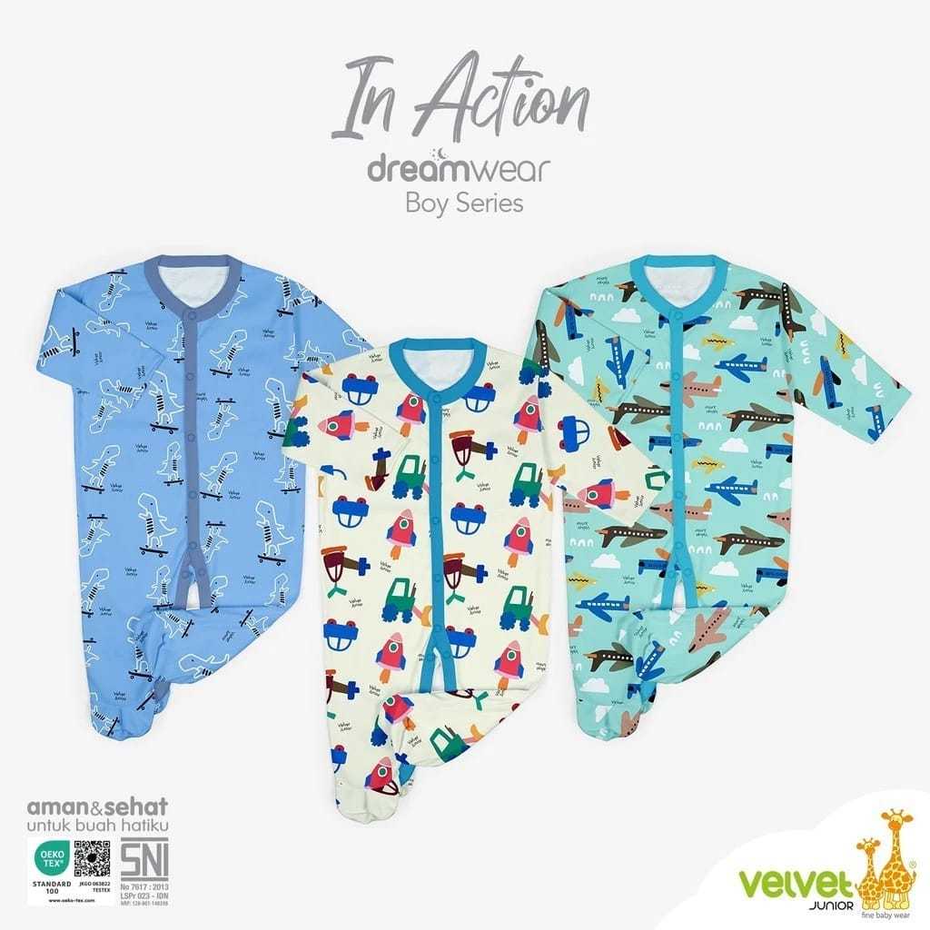 Jual DREAMWEAR VELVET SLEEPSUIT BAYI SIZE NEWBORN, S, M, L MOTIF IN ...