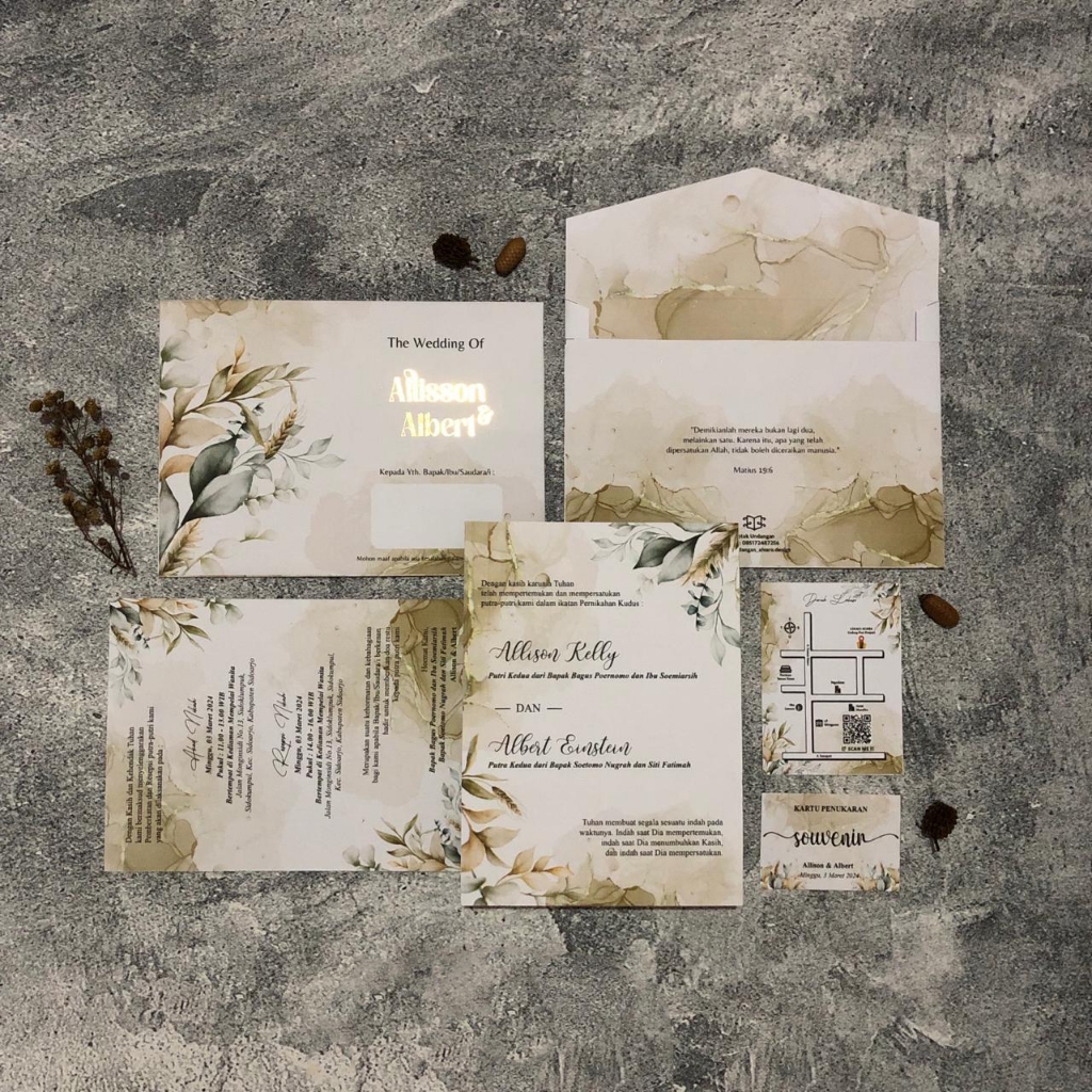 Jual undangan amplop dan isi Hot print emas perak glosy 01 / undangan ...