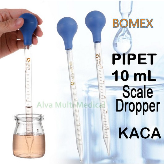 Jual Pipet Ukur 10 ML / Maat Pipet Kaca / Drop Pipet Dengan Bulb Karet ...