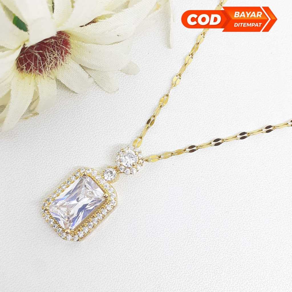 Jual mytitanium-kalung titanium lapis emas cantik wanita dewasa ...