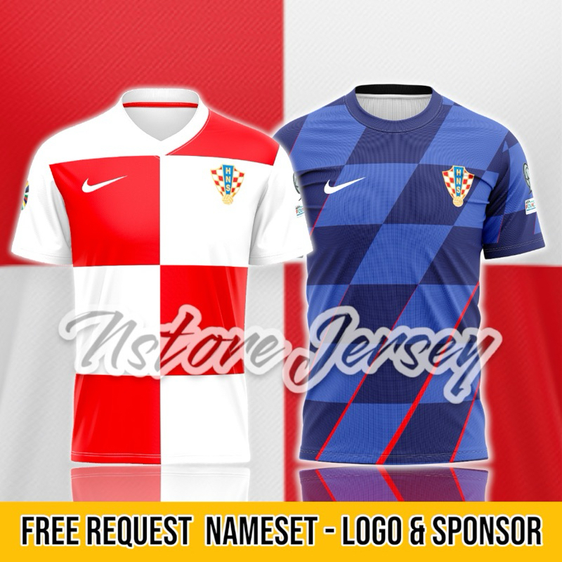 Jual Jersey Kroasia Croatia Home away piala 2024 Free Request namset ...