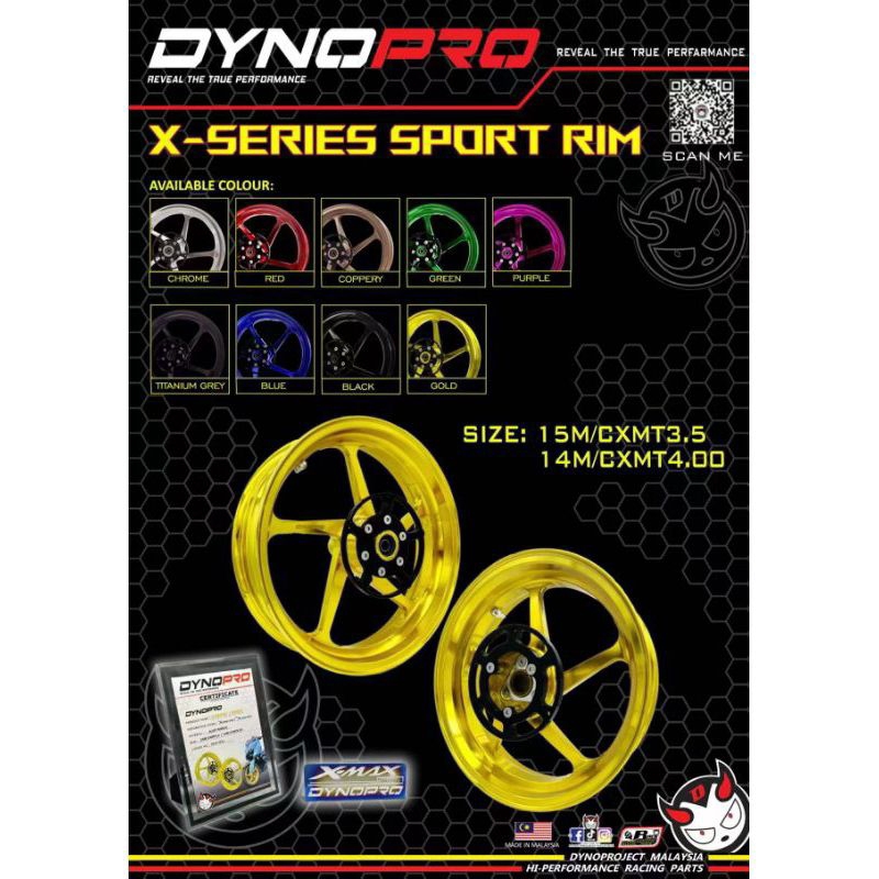 Jual VELG XMAX ORIGINAL DYNO PROJECT SPORT RIM MALAYSIA UNTUK SCOOTER X ...