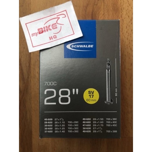 Jual SCHWALBE Tube 700 x 28 - 45c Ban dalam Presta valve 60mm SV17 | Shopee Indonesia