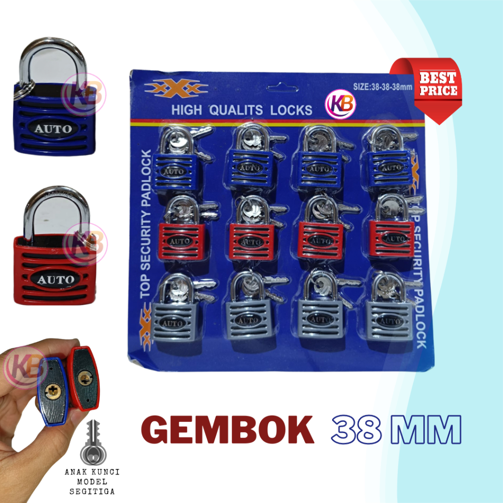 Jual Gembok Anti Maling 32 38 mm - Gembok Besi Auto 1 Renteng (12 pcs ...
