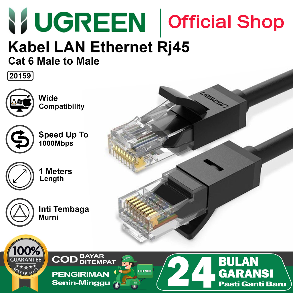 Jual UGREEN Kabel LAN RJ45 Ethernet Cat5 Cat6 Cat7 Cat8 UTP 24AWG Max ...