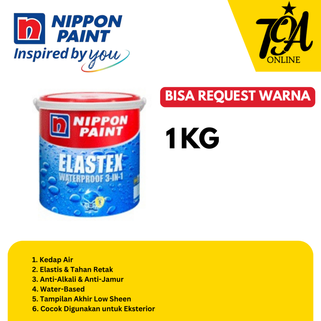 Jual Cat Pelapis Anti Bocor Nippon Paint Elastex 3 in 1 Waterproof Tinting Color 1 KG | Shopee ...
